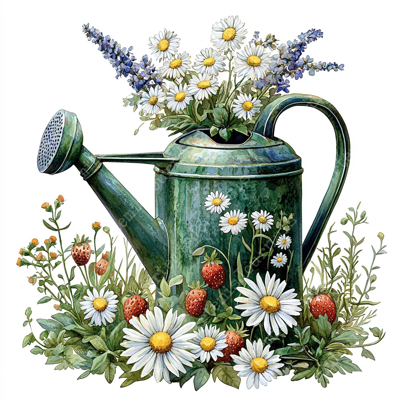 JPEG Watercolor Watering Can Clipart Bundle Spring Clipart Bundle ...