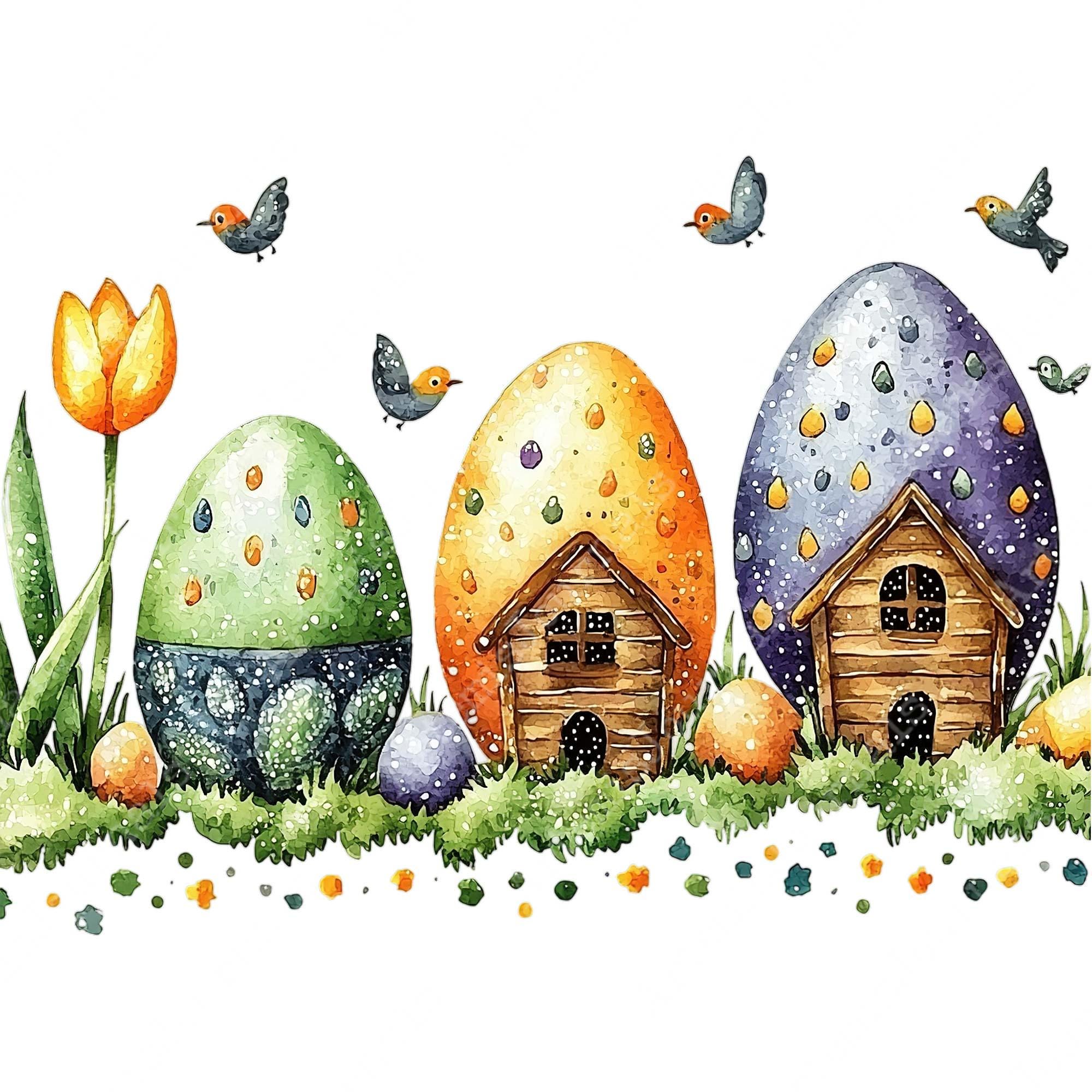 PNG + JPEG Watercolor Easter Egg Borders Clipart Spring Borders Spring ...
