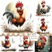 JPEG Super Weird Watercolor Rooster Clipart Bundle Whimsical Rooster ...