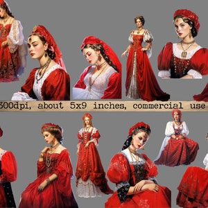 PNG Medieval Lady Bundle Clipart PNG, Transparent Background Ladies ...