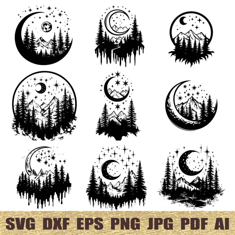 Crescent Moon Svg - Etsy