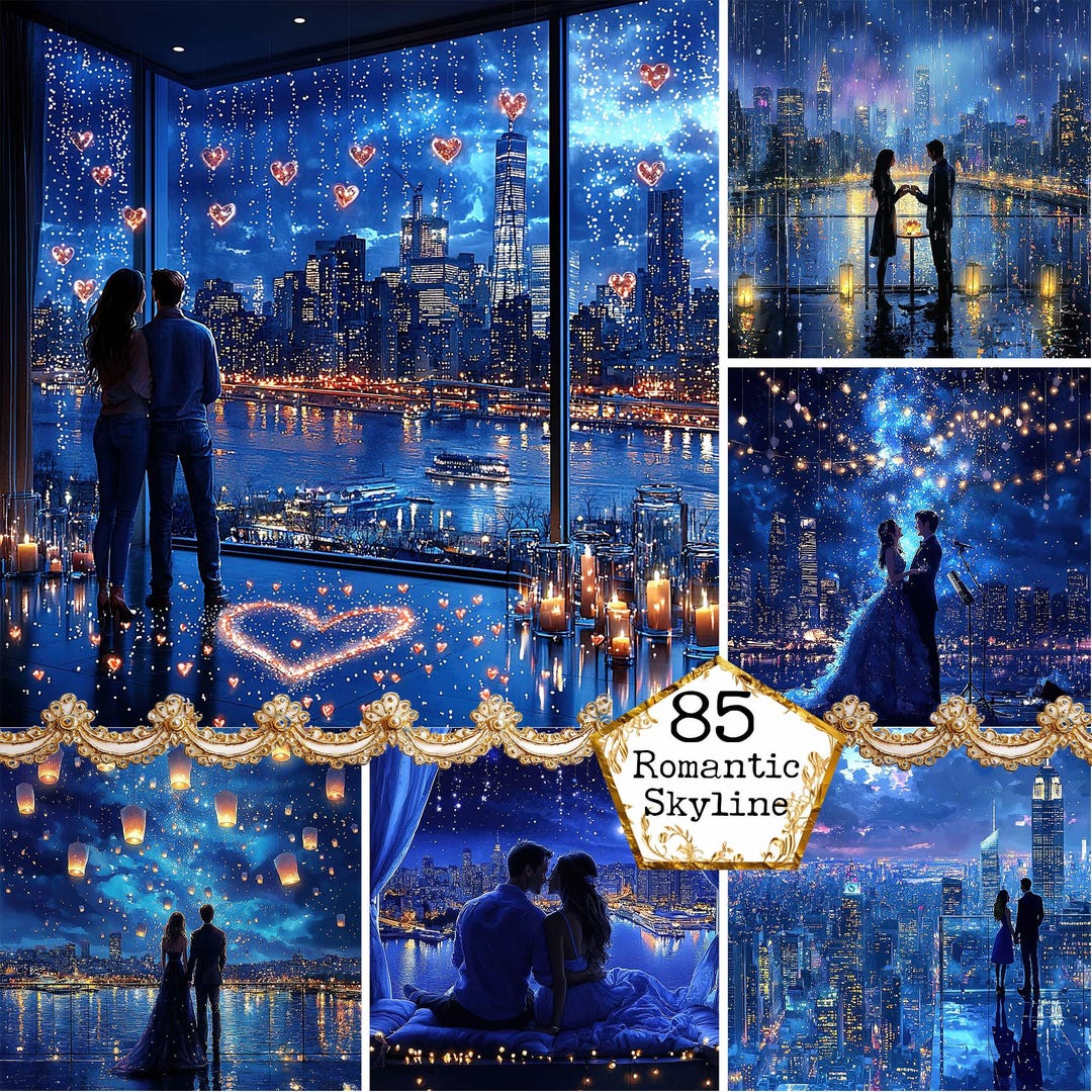JPEG Romantic Couple Graphics Night City View Candles Stars Romantic ...