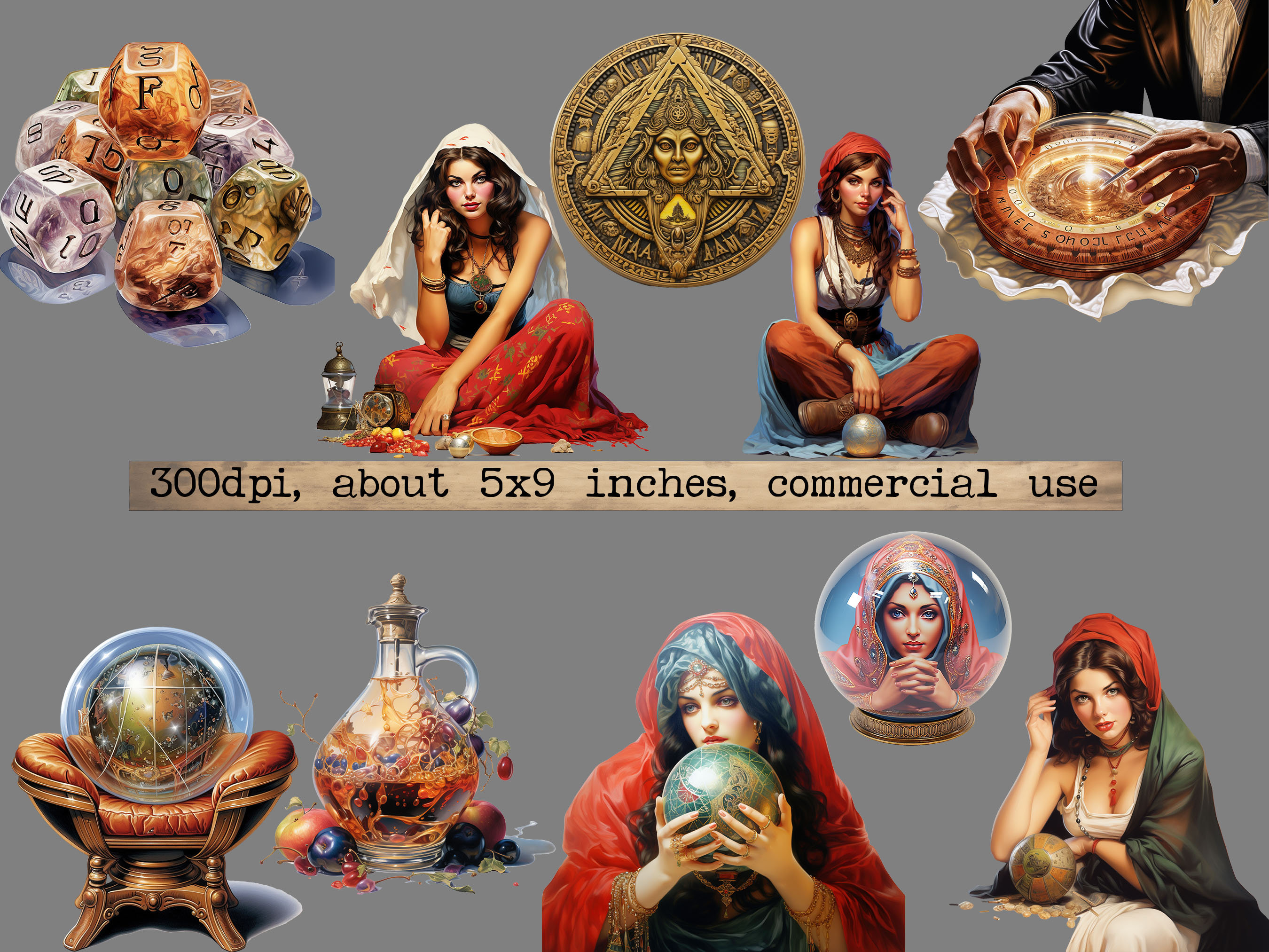 PNG Retro Fortune Teller Clipart Mystical Magical Clipart PNG Witch ...