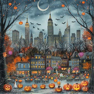 JPEG Whimsical Halloween Spooky Town Backgrounds Graphics Paris Rome ...