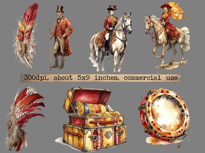 Victorian Vintage Circus Watercolor Clipart Victorian Circus - Etsy