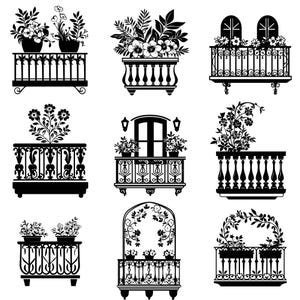 40 Floral Balcony Svg, Dxf, Eps, Ai, Pdf, Jpg, Png Balcony With Flower ...