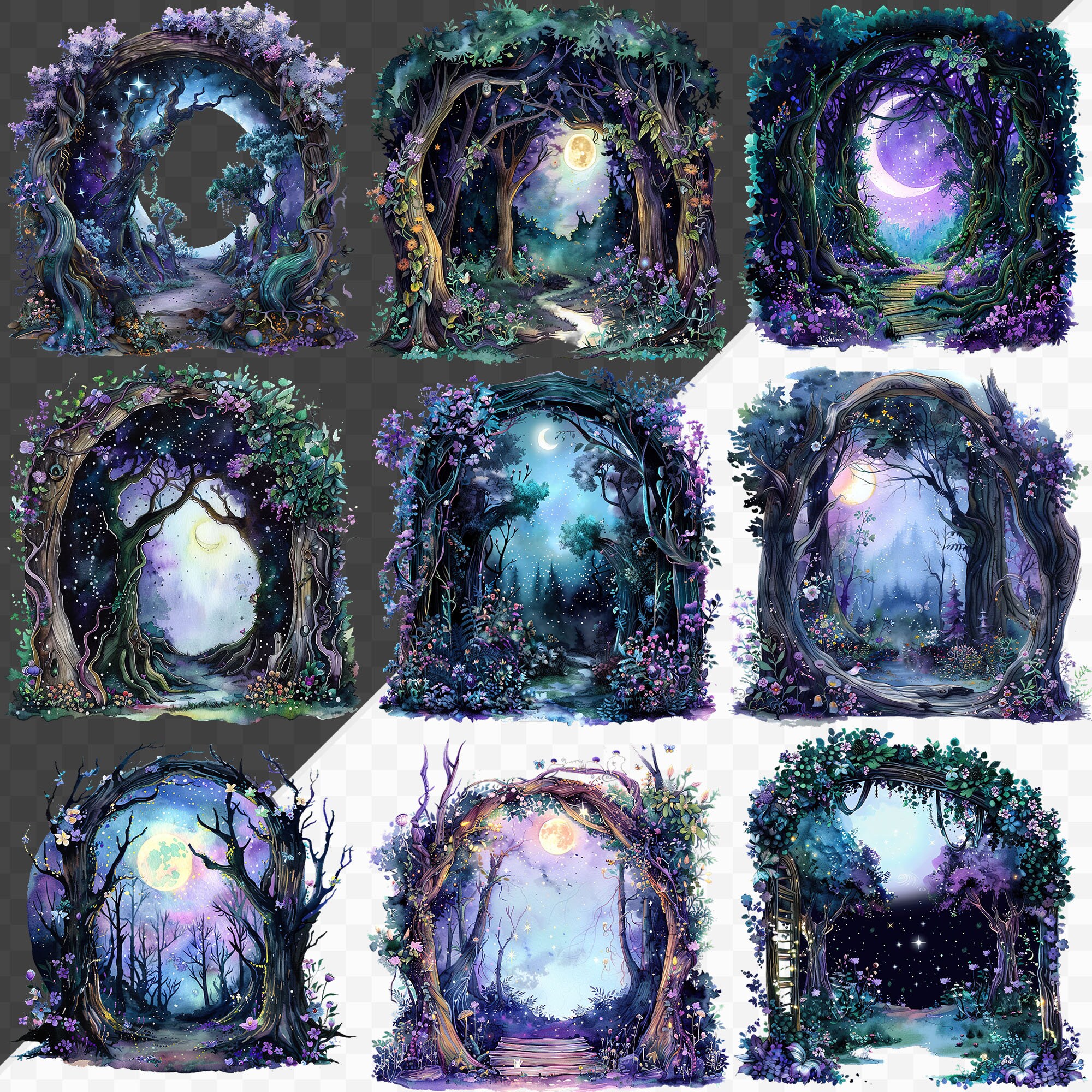PNG Watercolor Magical Forest Clipart, Fairy Forest Clip Art, Forest ...