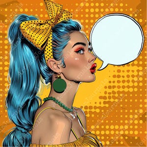 JPEG Retro Comic Style Pop Art Girls Bundle Pop Art Girl Clip Art Retro ...