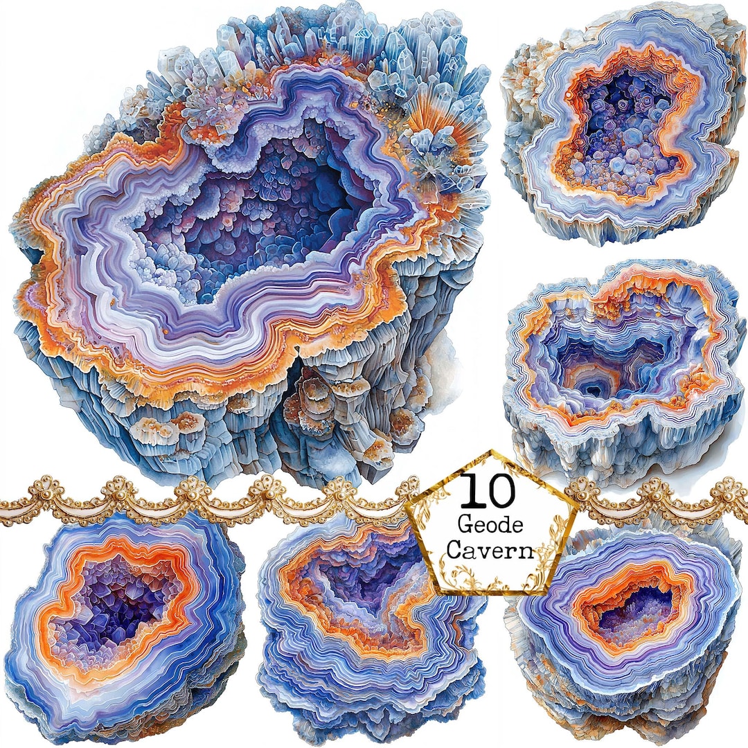 JPEG Watercolor Geode Clipart Geode Digital Graphic Clipart Bundle ...