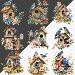 Watercolor Birdhouse Clipart Bundle Bird Clipart Floral Bird Clipart ...
