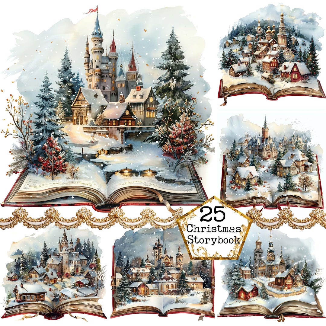 JPEG Fantasy Winter Scenery Book Clipart Bundle Magical Book Magical ...