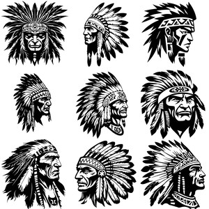 35 Native American Chief Svg, Dxf, Eps, Ai, Pdf, Jpg, Png American ...