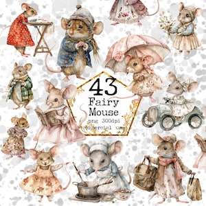 Fairytale Mice Watercolor Clipart Fairytale Clipart PNG Fantasy Mice ...