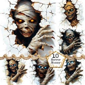 JPEG Terrifying Mummy Clipart Bundle Mummy Graphics Mummy Through the ...