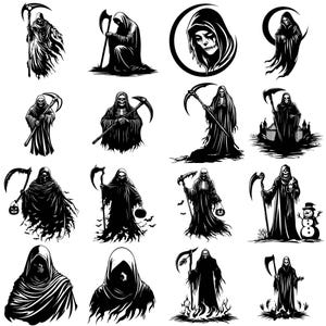 140 Grimm Reaper Svg, Dxf, Eps, Ai, Pdf, Jpg, Png Grim Reaper Clipart ...