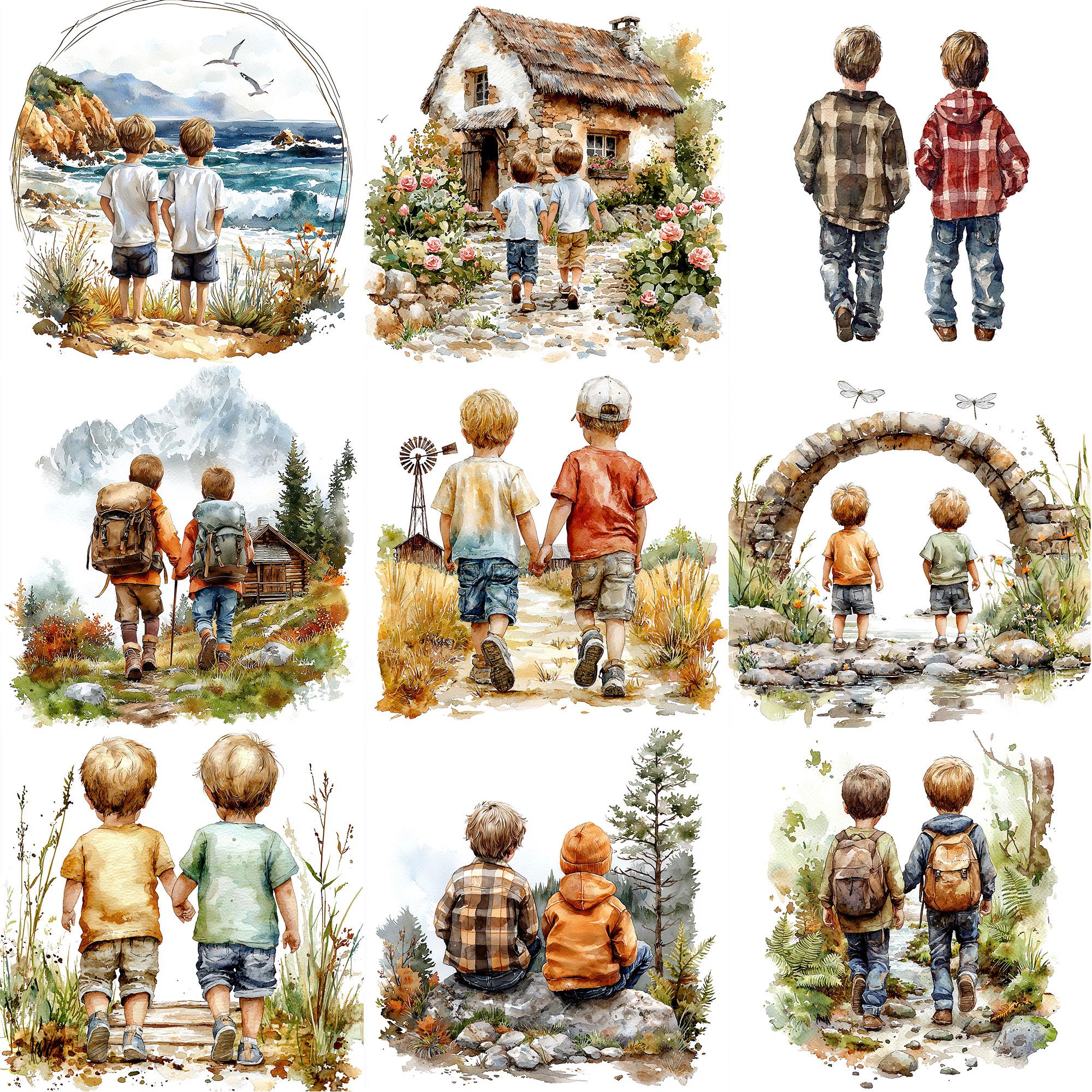 JPEG Little Boys Best Friends Clipart Bundle Besties Clipart Friendship ...