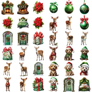 PNG Christmas Clipart Bundle: Diverse PNG Images, Matching Color ...