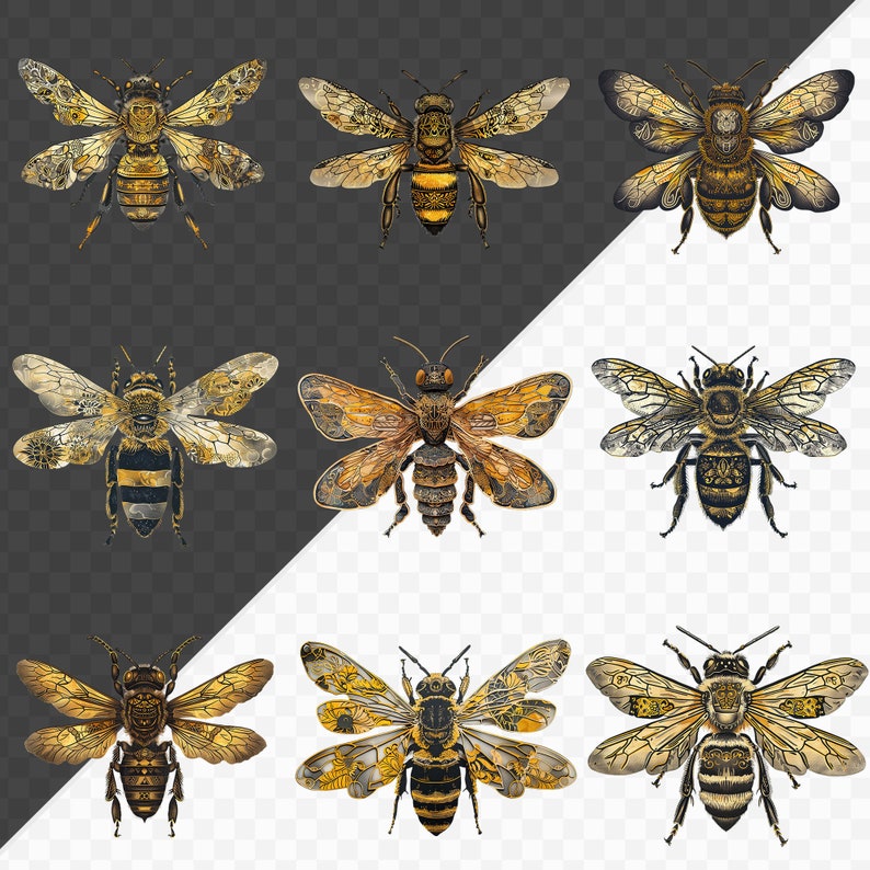 PNG Watercolor Ornament Bee Clipart Bee PNG Commercial Use Watercolor ...