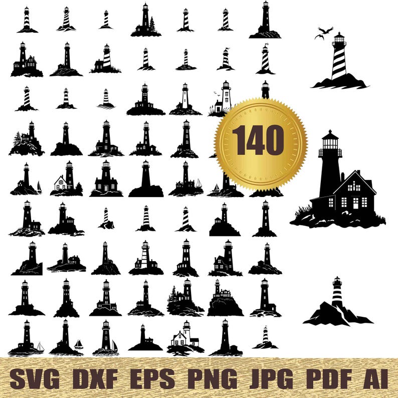 140 Lighthouse Svg, Dxf, Eps, Ai, Pdf, Jpg, Png Lighthouse SVG Cut ...