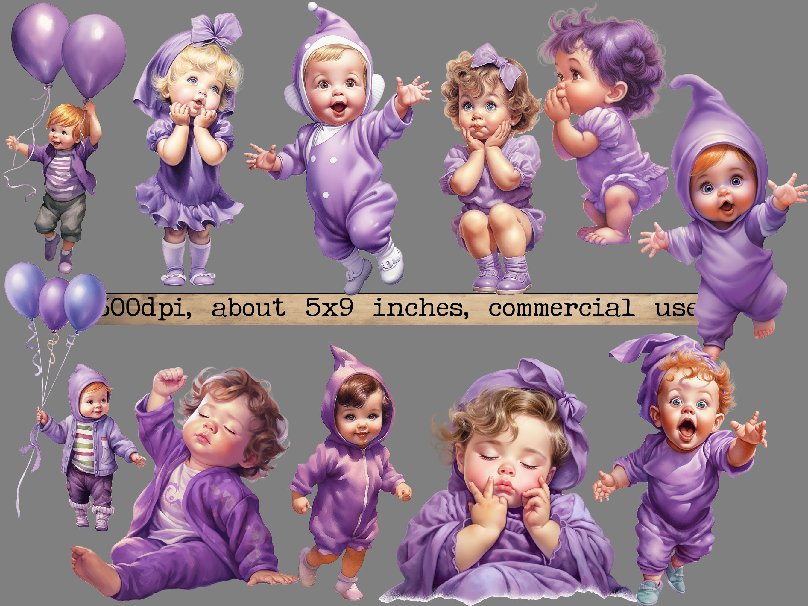 Baby Clipart Bundle Transparent PNG Little Kid Purple Baby - Etsy