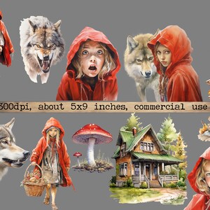 Little Red Riding Hood Bundle PNG, Transparent Clipart, Wolf, Fairy ...