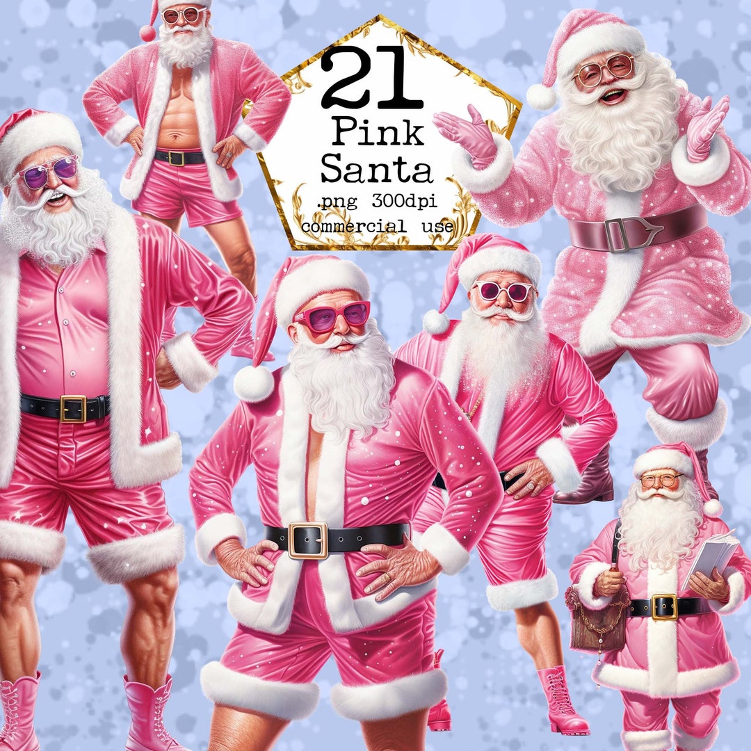 PNG Pink Santa Claus Clipart Bundle Commercial Use Christmas Clipart ...