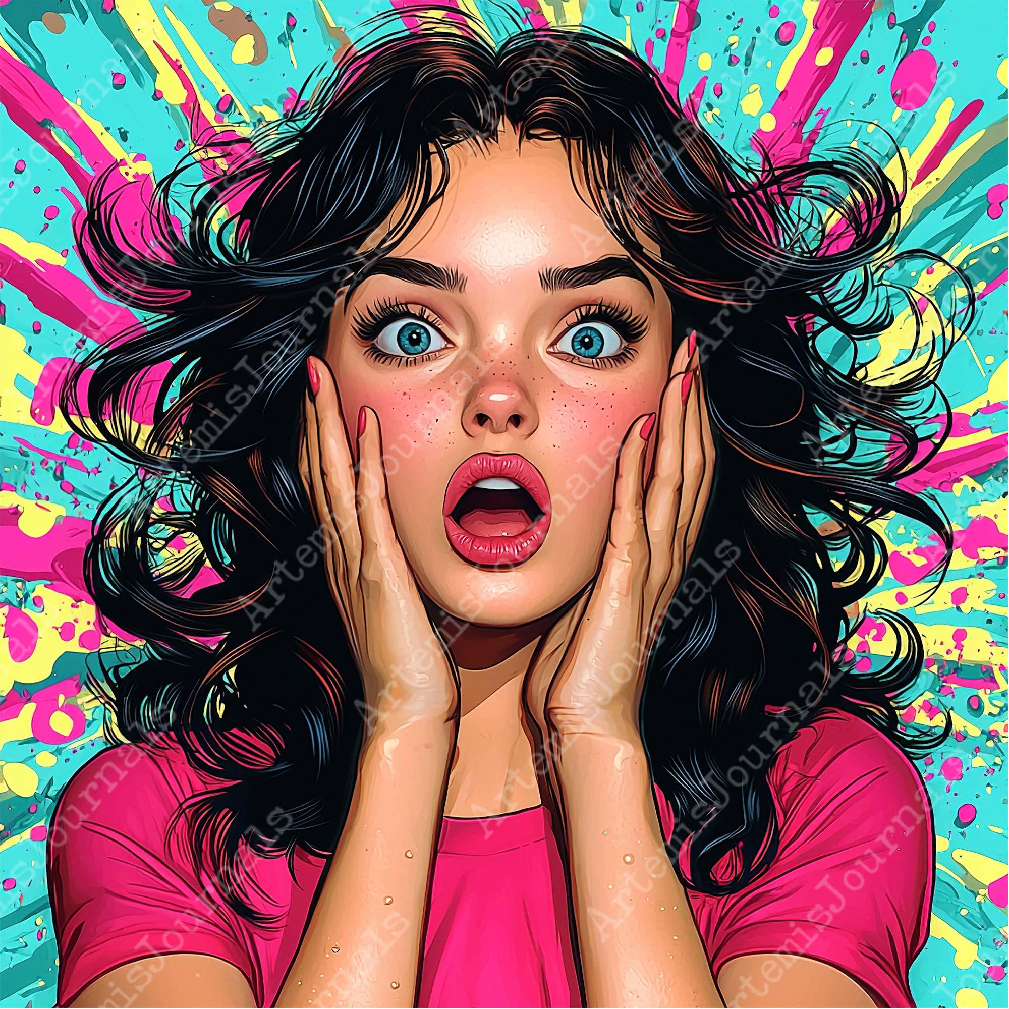 JPEG Retro Comic Style Pop Art Girls Shoked Bundle Pop Art Girl Retro ...