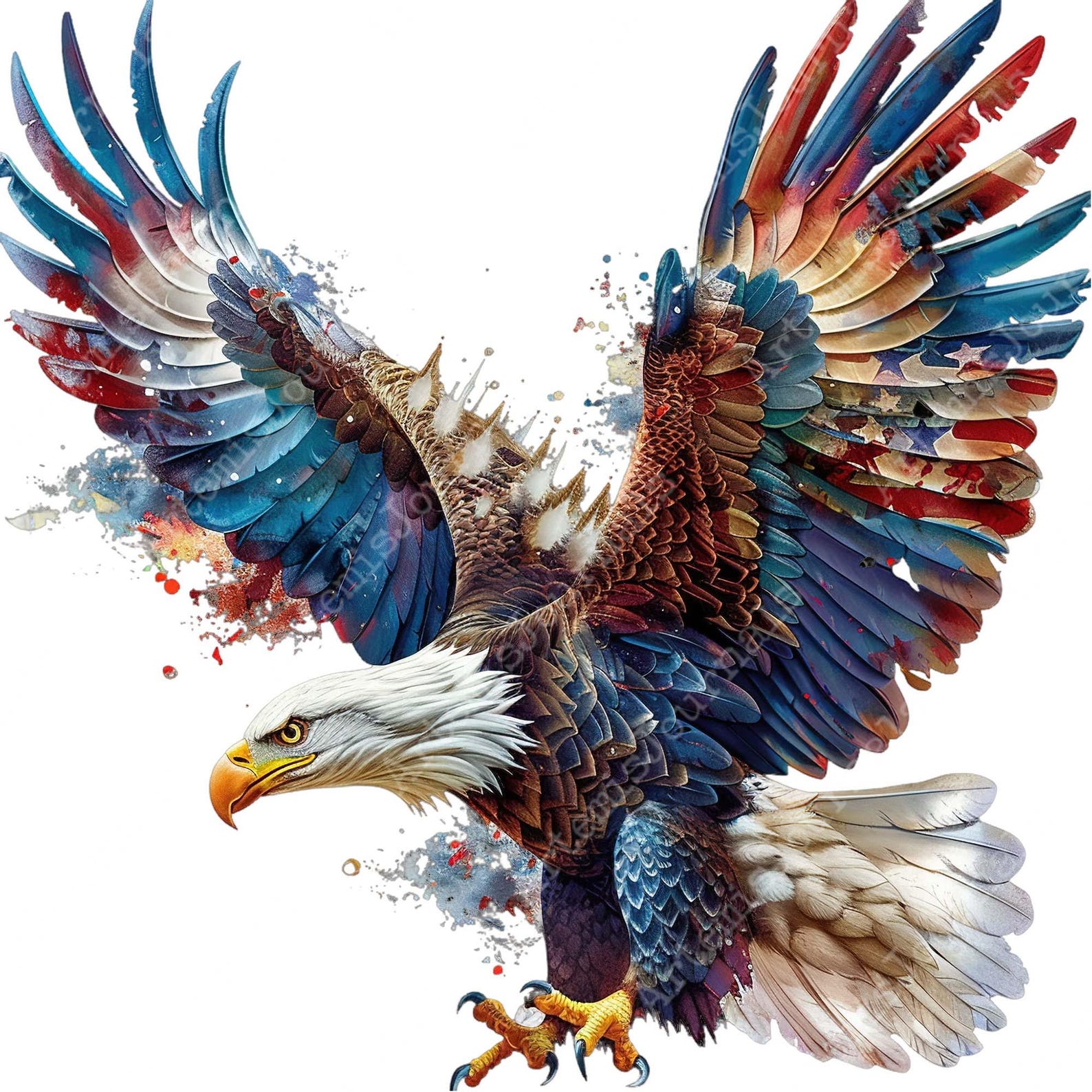 JPEG American Patriotic Eagle Clipart Bundle Flying Bird American Flag ...