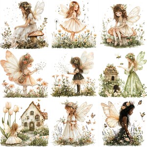 JPEG Spring Fairy Clipart Bundle Instant Download Spring Flowers White ...