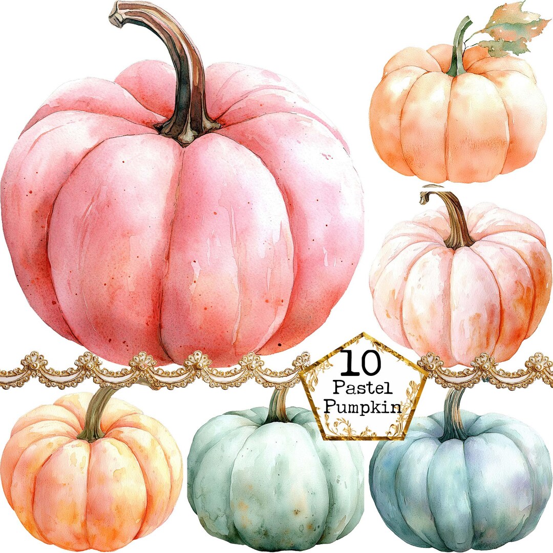 PNG Watercolor Pastel Pumpkins Clipart Bundle Autumn Pumpkins Fall ...
