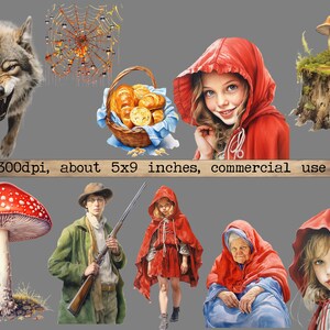 Little Red Riding Hood Bundle PNG, Transparent Clipart, Wolf, Fairy ...