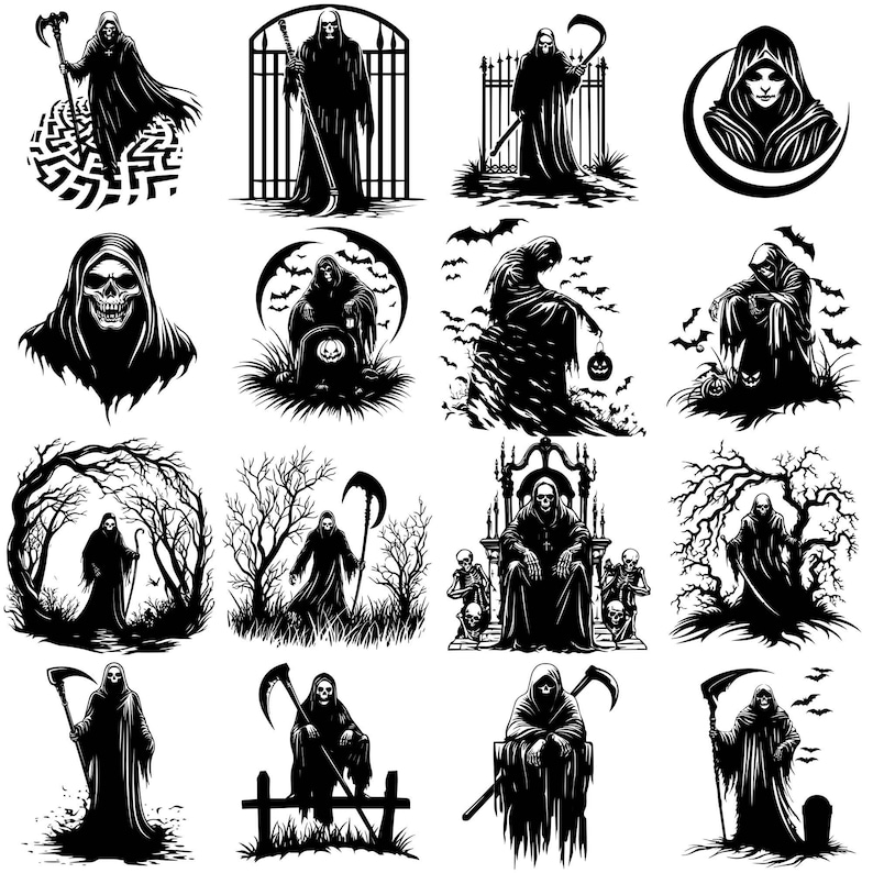 140 Grimm Reaper Svg, Dxf, Eps, Ai, Pdf, Jpg, Png Grim Reaper Clipart ...