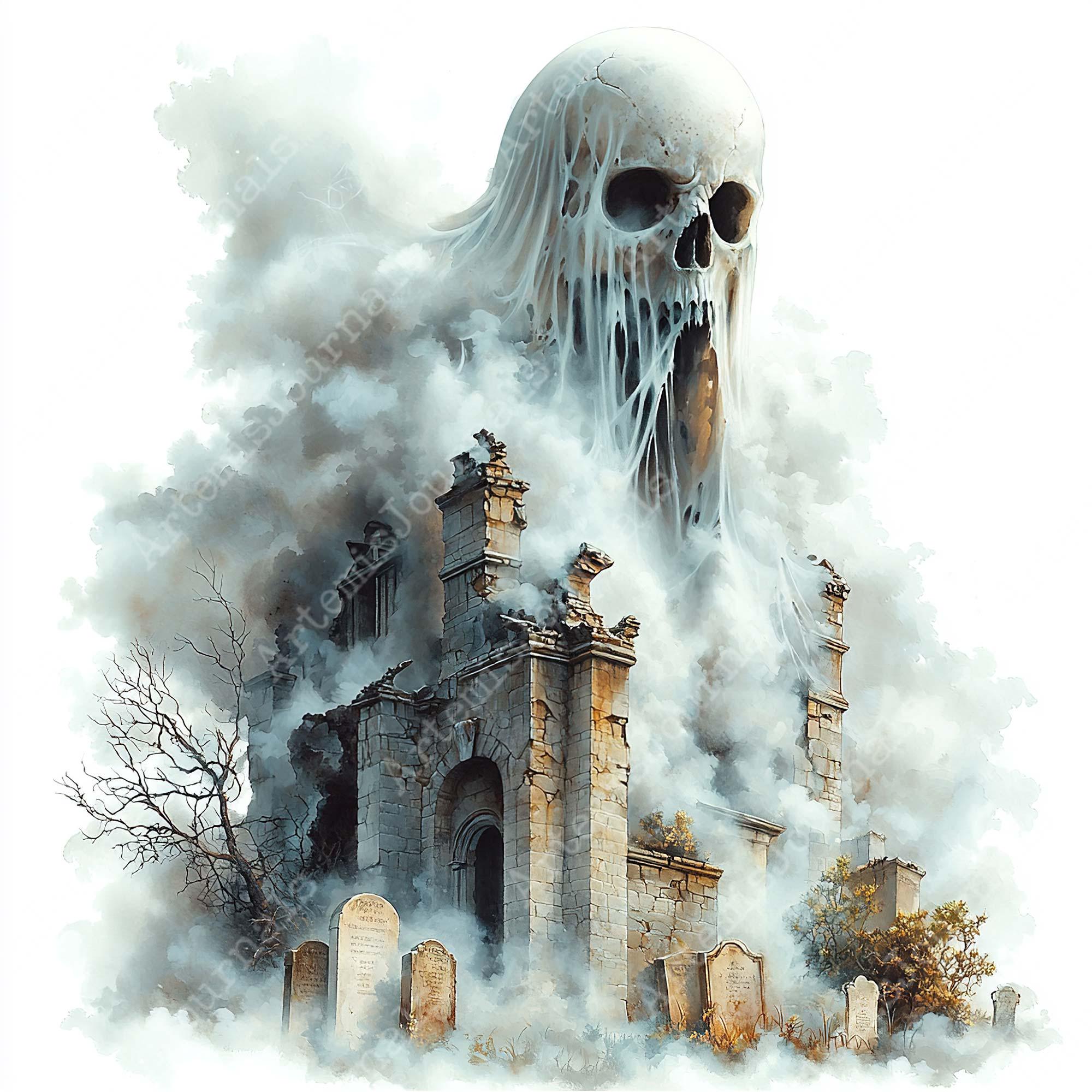 JPEG Scary Ghost Clipart Bundle Spooky Scenery Horror Clipart Halloween ...