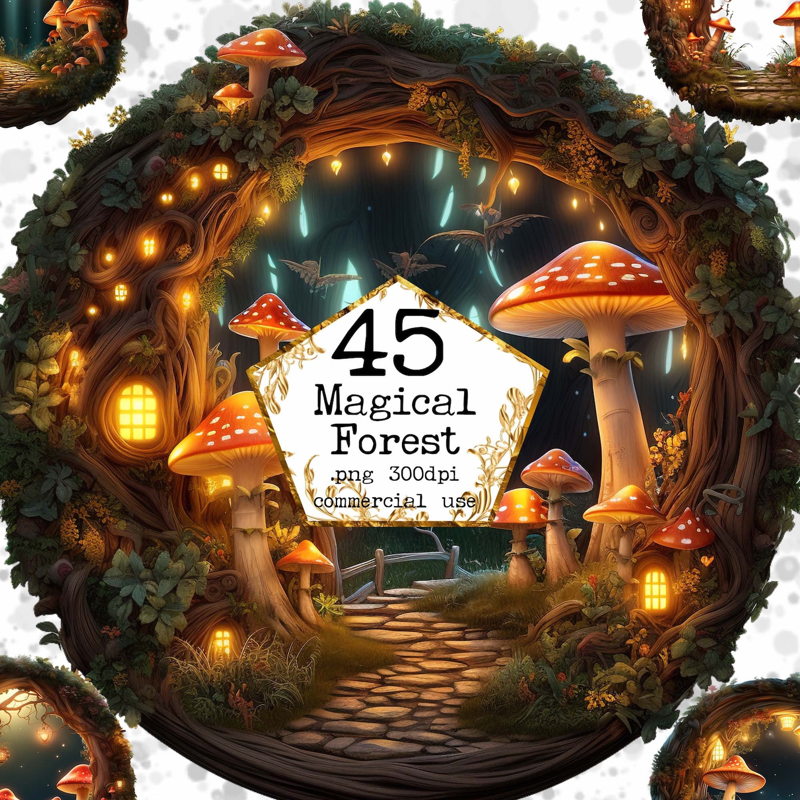PNG Magical Forest Clipart Bundle PNG Magical Mushroom Enchanted Forest ...