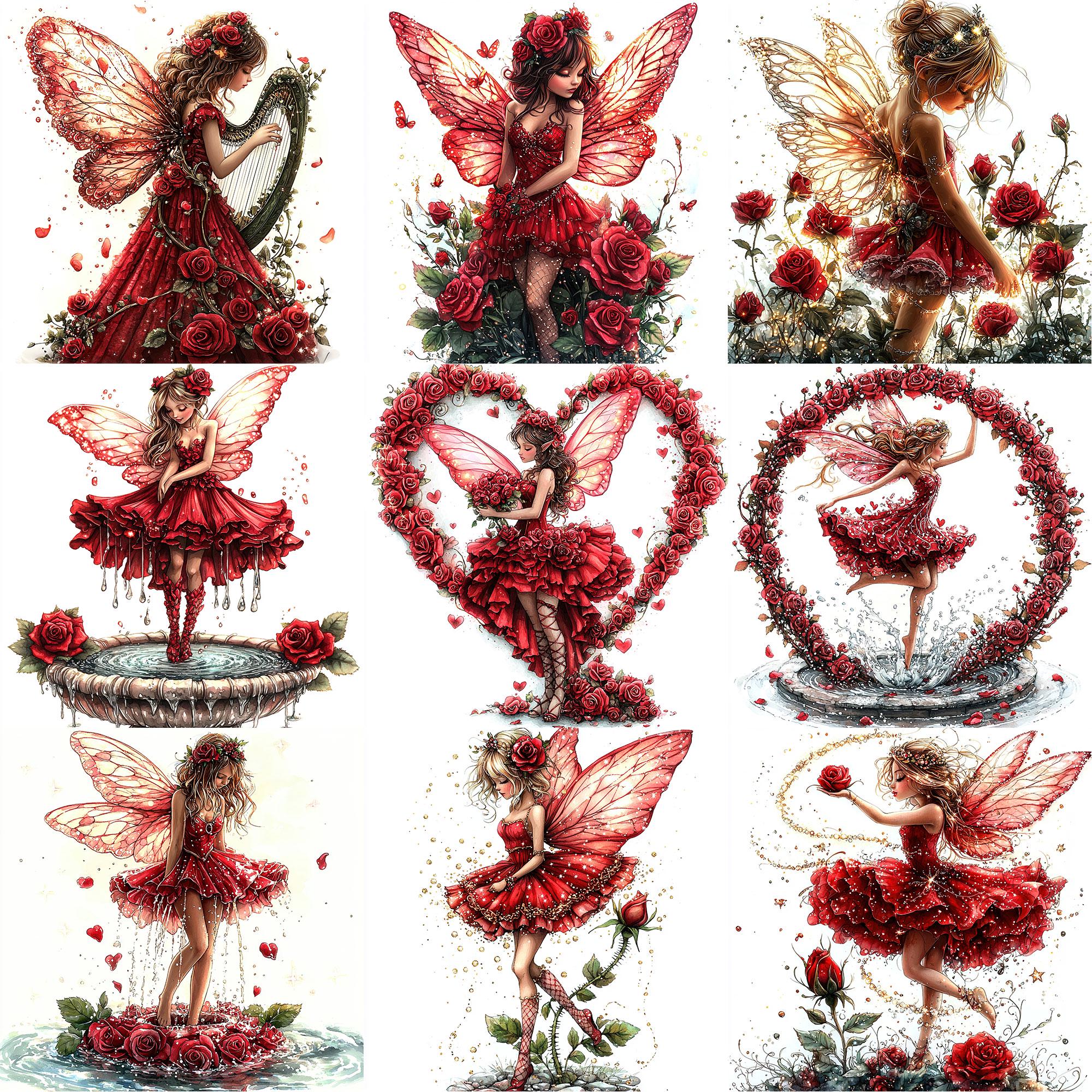 JPEG Watercolor Red Haired Fairy Clipart Bundle Love Fairy Magical ...