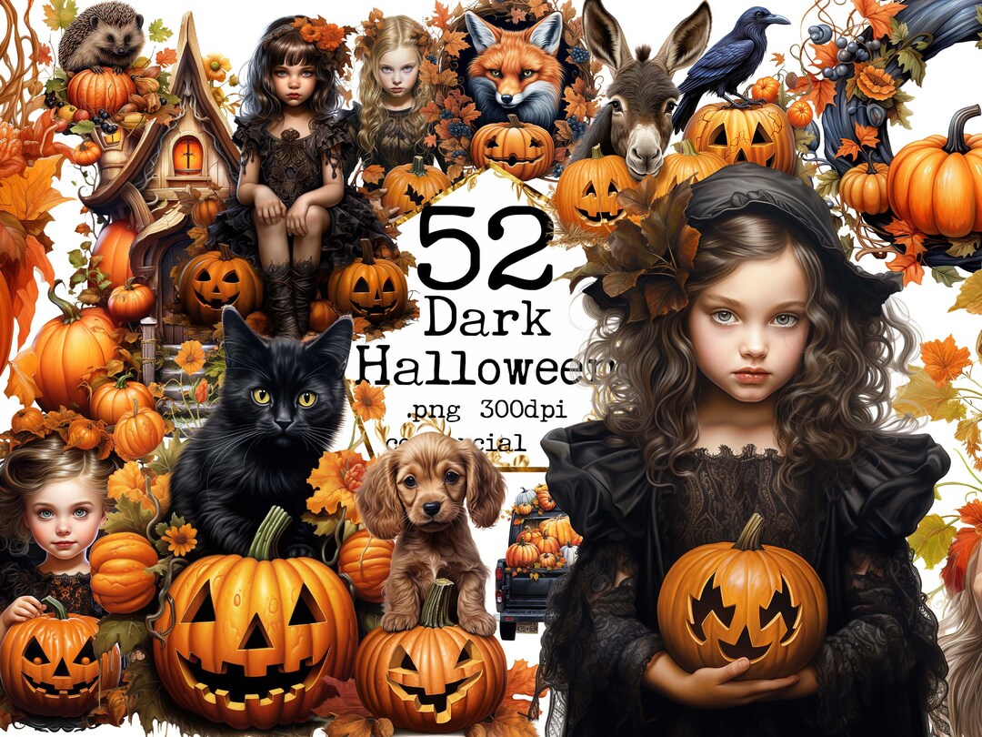 GOTHIC AUTUMN Watercolor Clipart Bundle Autumn Pumpkin Clipart PNG Cozy ...