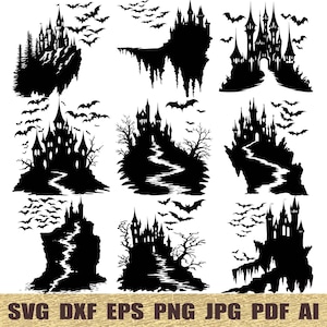 30 Haunted Castle Svg, Dxf, Eps, Ai, Pdf, Jpg, Png Spooky Castle SVG ...