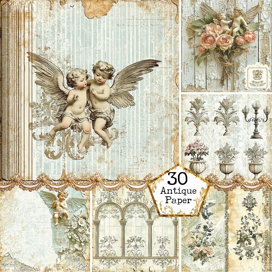 JPEG Scrapbook Antique Digital Paper Pack 12x12 Inches Weathered Paper ...