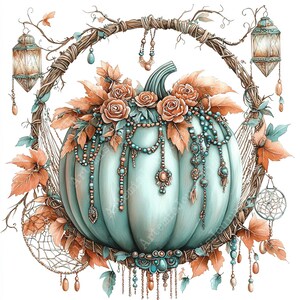 JPEG Pastel Boho Pumpkin Clipart Bundle Commercial Use Autumn Pumpkin ...