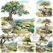 JPG Watercolor Tree on a Cliff Clipart Bundle JPEG Landscape Clipart ...