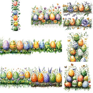 PNG + JPEG Watercolor Easter Egg Borders Clipart Spring Borders Spring ...