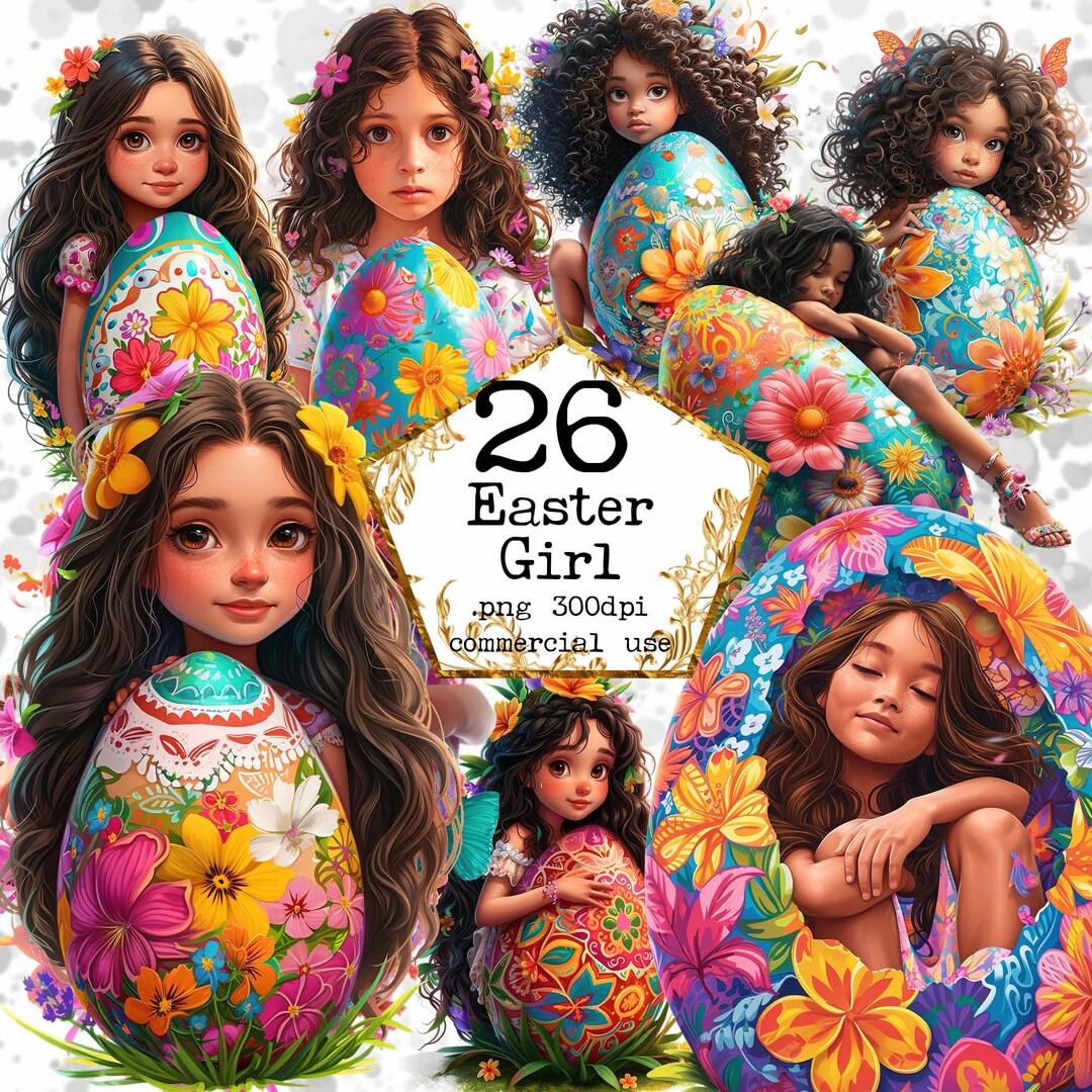 PNG Easter Egg Clipart Easter Girl Clipart PNG Bundle Easter Clipart ...