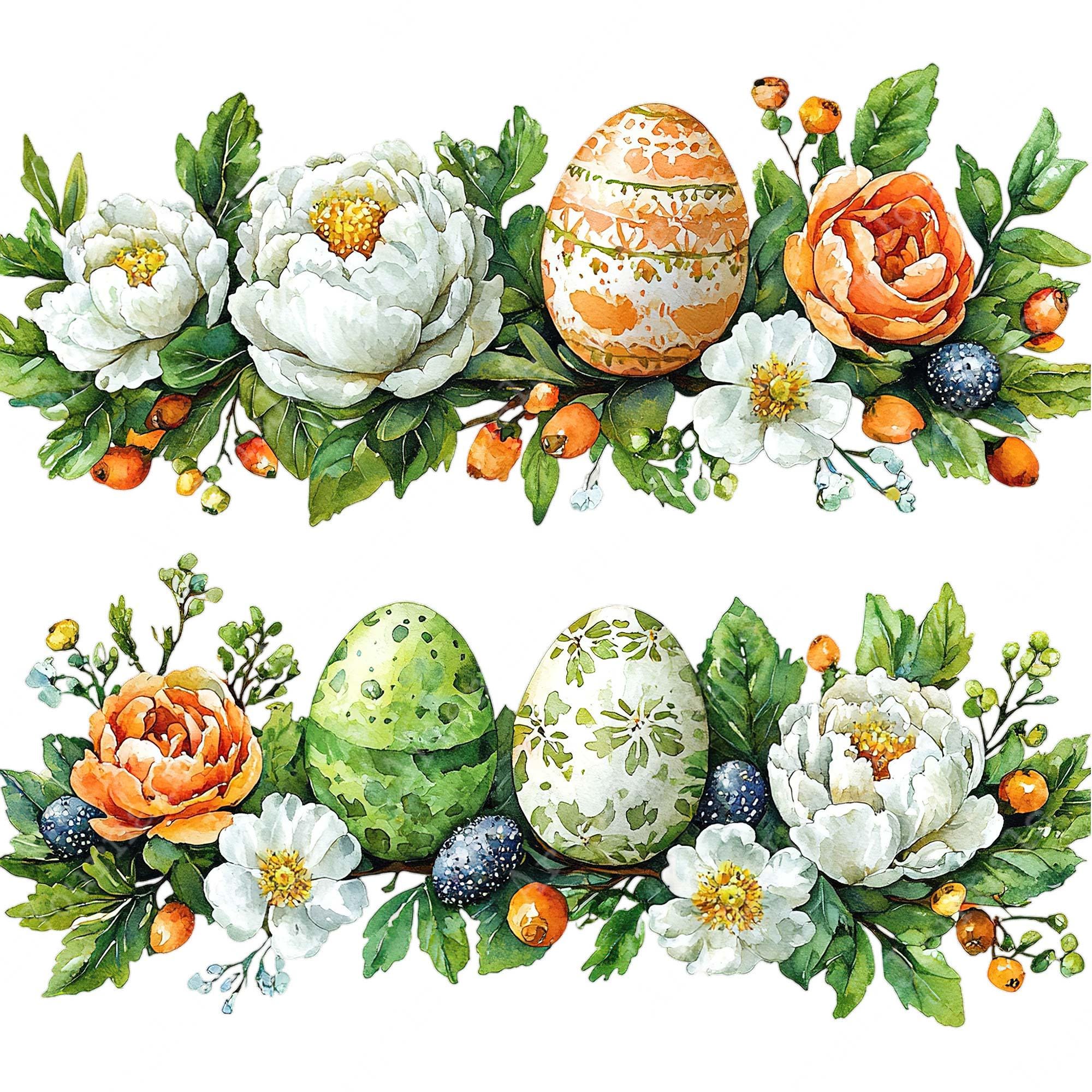 PNG + JPEG Watercolor Easter Egg Borders Clipart Spring Borders Spring ...