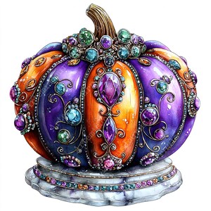 JPEG Jeweled Purple Pumpkin Clipart Bundle Elegant Pumpkin Halloween ...