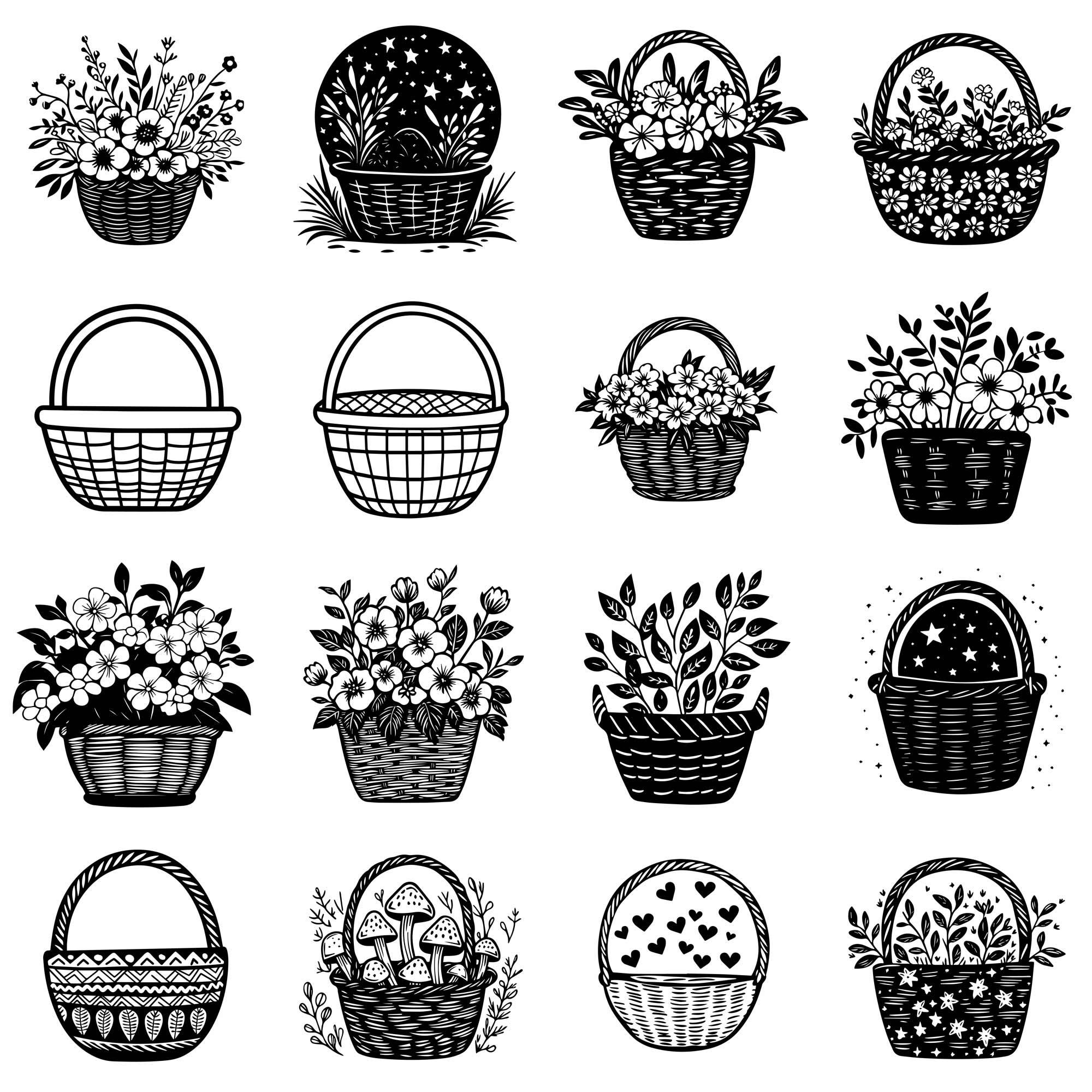 90 Baskets Eye Svg, Dxf, Eps, Ai, Pdf, Jpg, Png Wicker Basket Svg ...