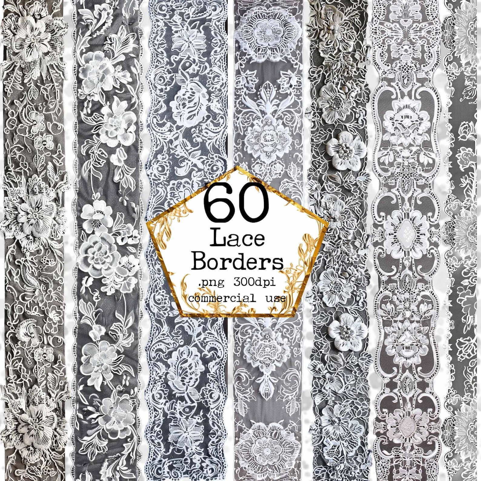 PNG Vintage Lace Borders Clipart Bundle Scrapbook Embellishments Png ...