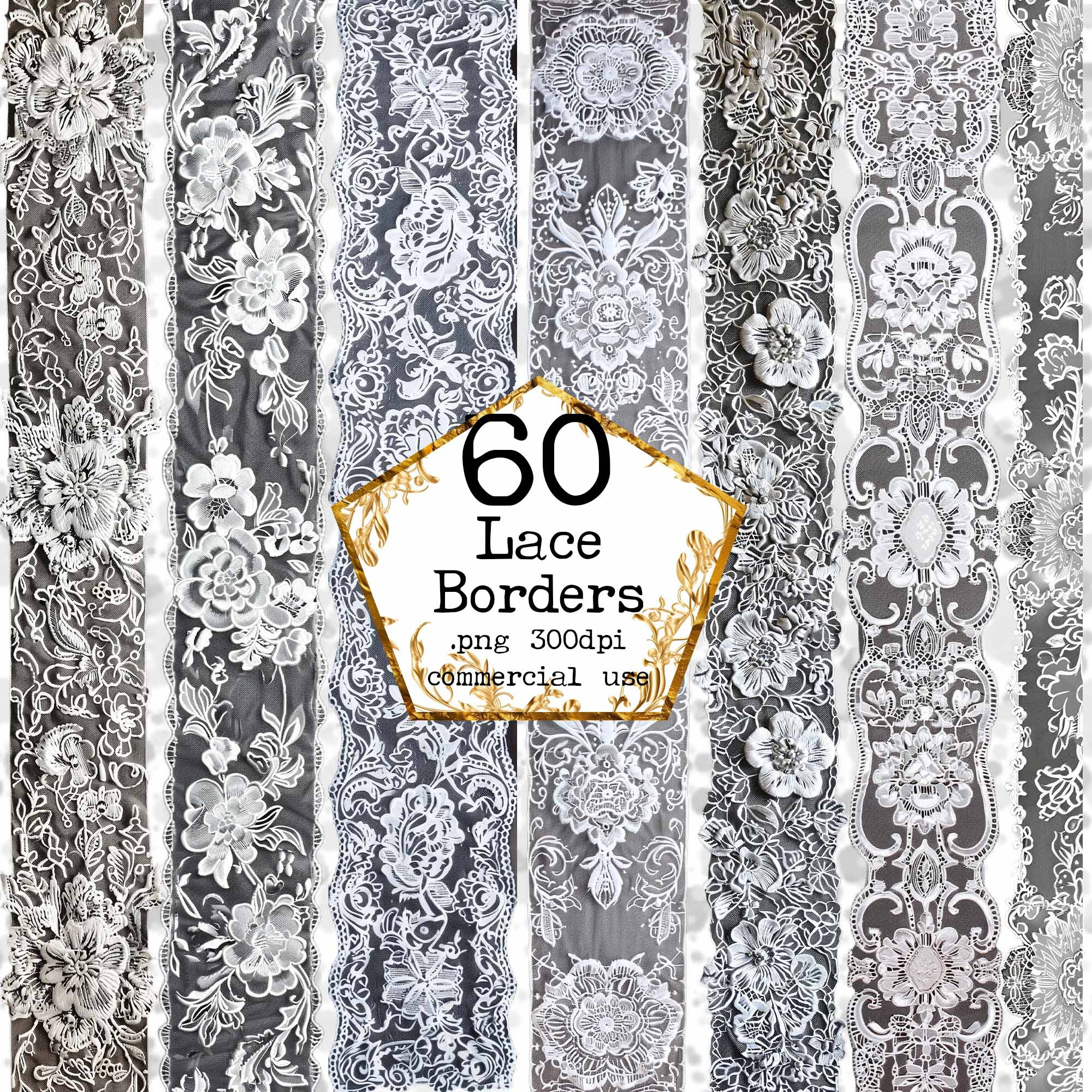 PNG Vintage Lace Borders Clipart Bundle Scrapbook Embellishments Png ...