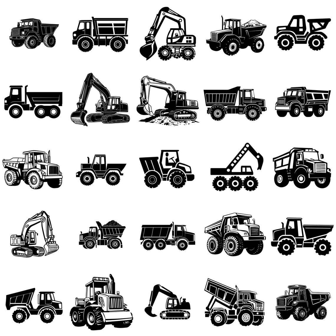 200 Construction Vehicle SVG Bundle Vector Files Construction Laser Cut ...