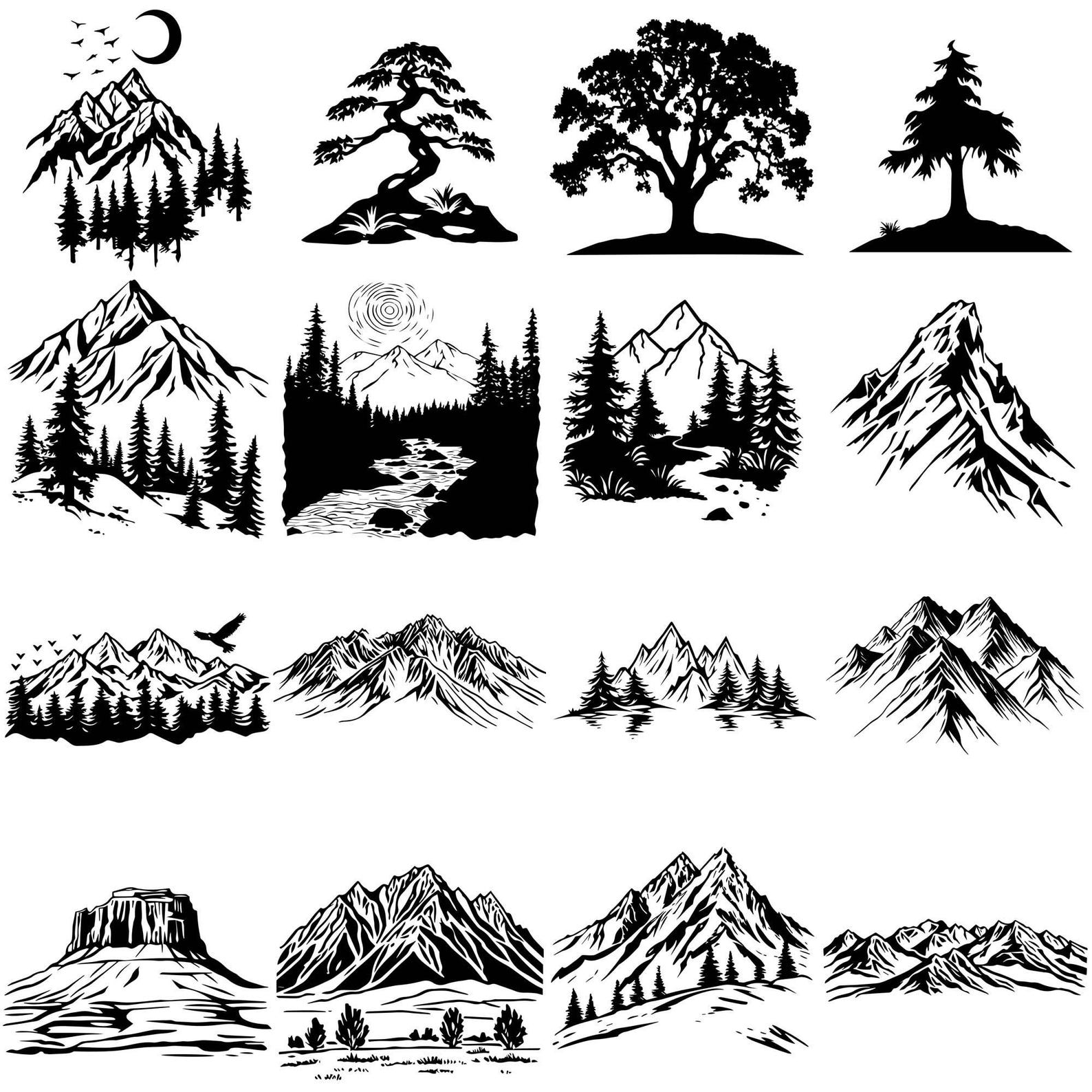 100 Mountain Svg, Dxf, Eps, Ai, Pdf, Jpg, Png MOUNTAIN SVG Bundle ...