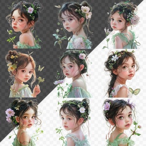 PNG Spring Girl Clipart Bundle Floral Girl Cute Little Child PNG ...